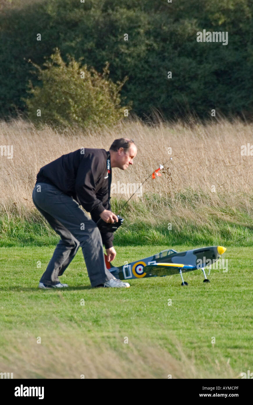 Flying model radio controlled airplanes in Epping Forest Stock Photo ...