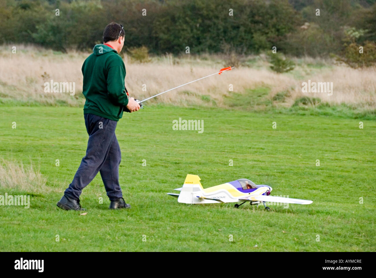 Flying model radio controlled airplanes in Epping Forest Stock Photo ...