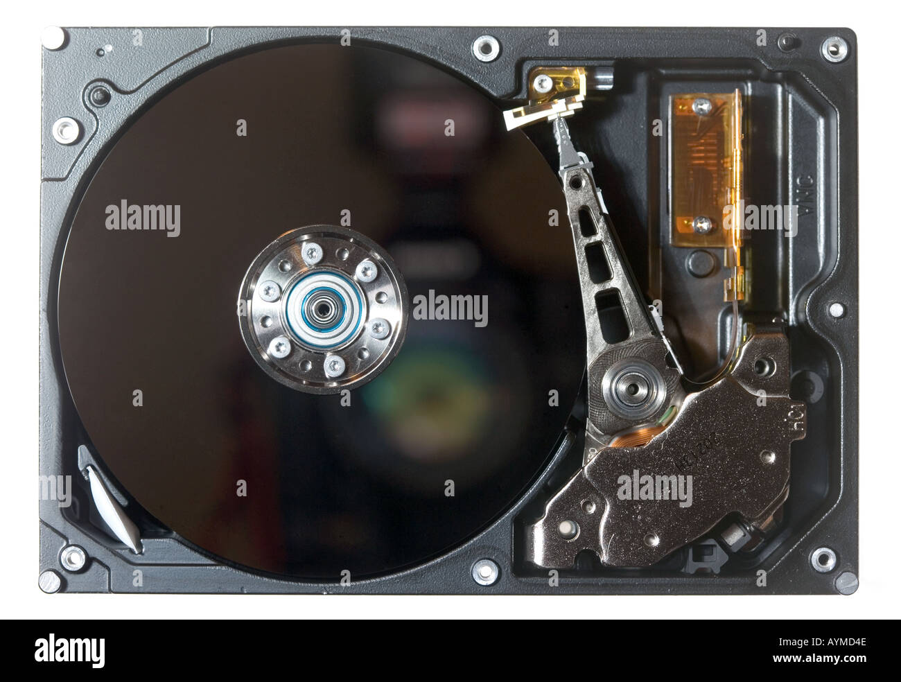 Computer hard disc drive hdd and data arm on white background Stock ...