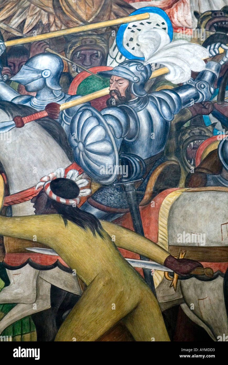 Mexican Artist Diego Rivera Mural Of Mexican History In The National