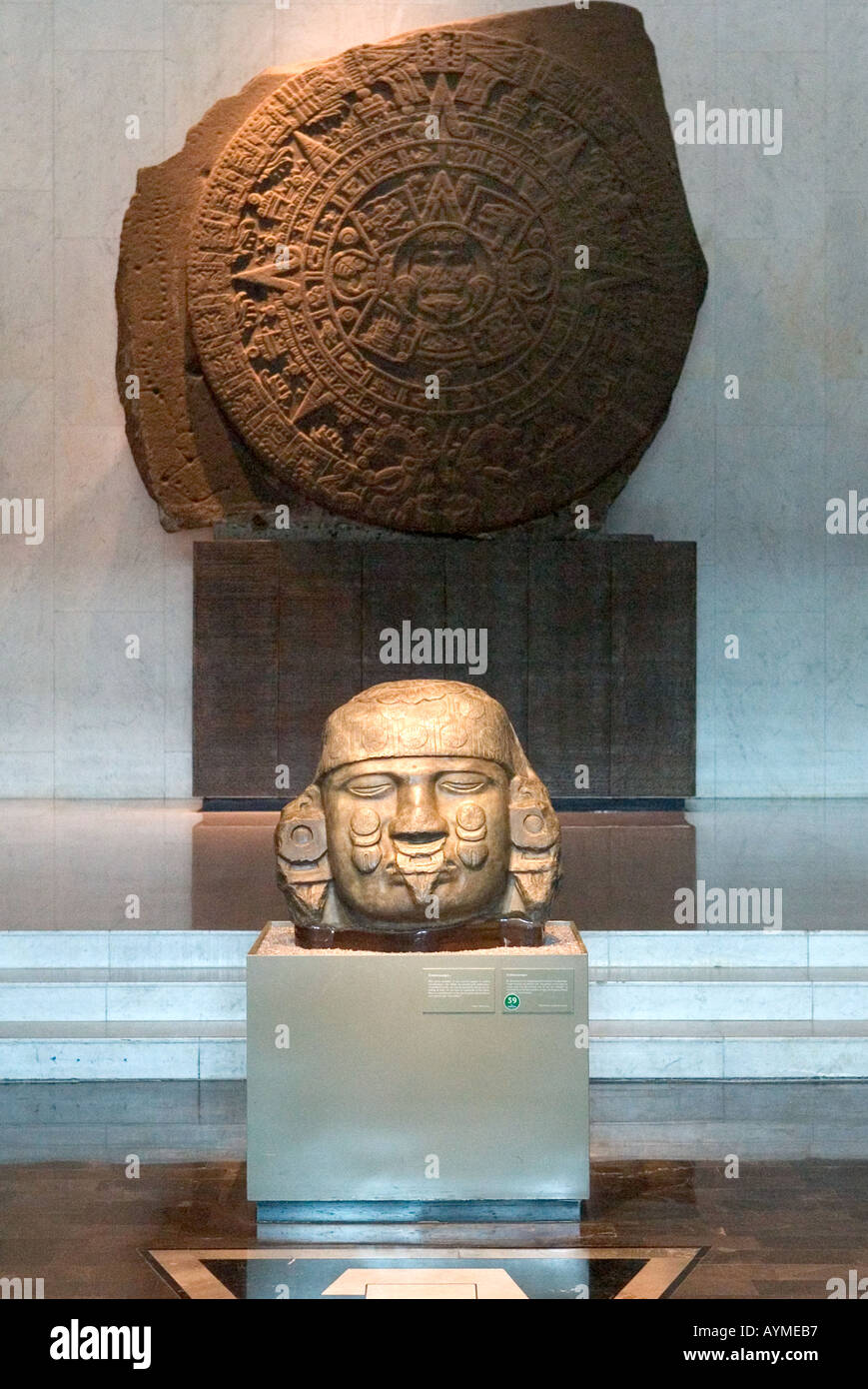 The Aztec calendar stone wheel in the Anthropology Museum in ...