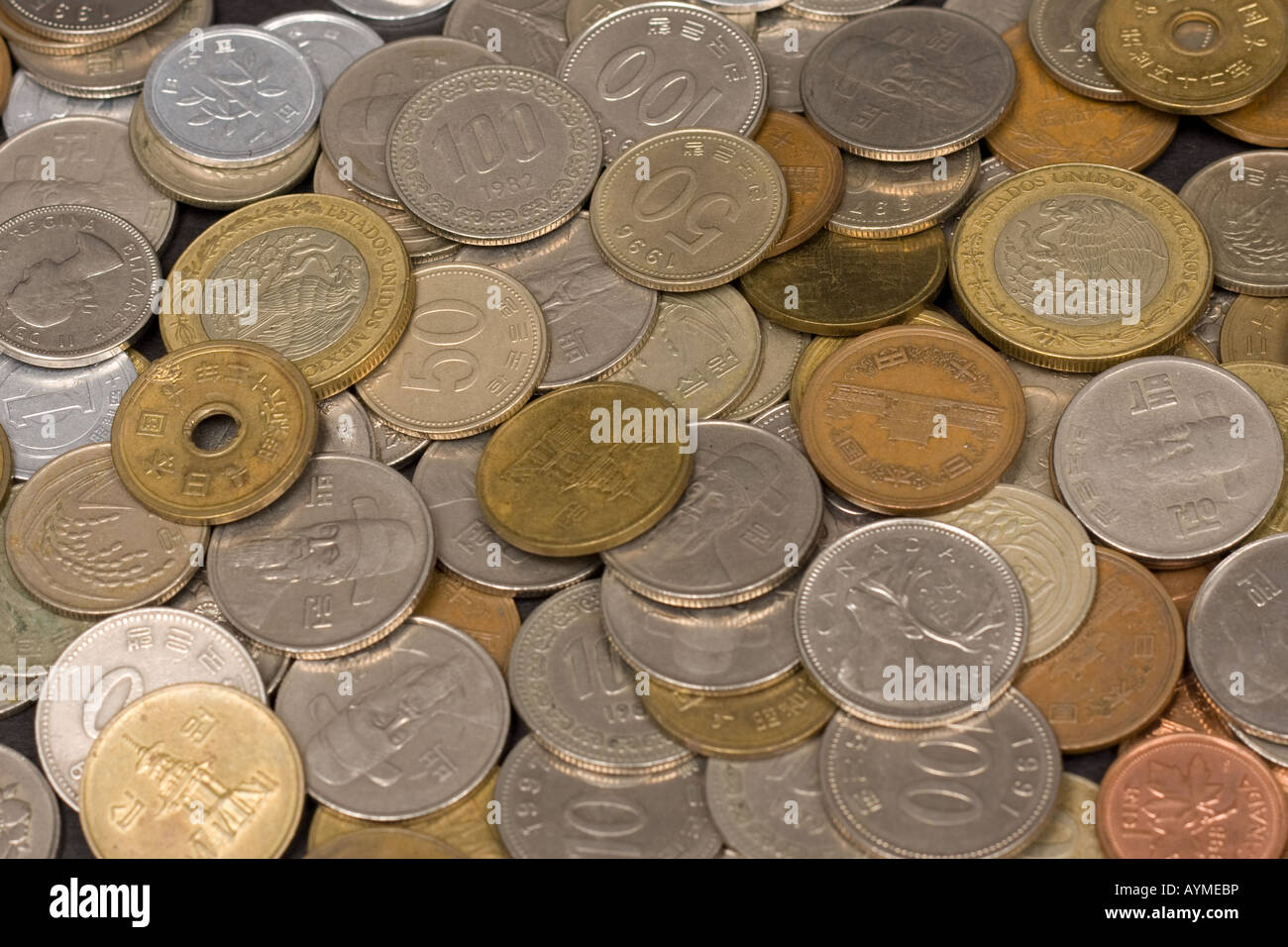 Various Foriegn Coins Stock Photo - Alamy