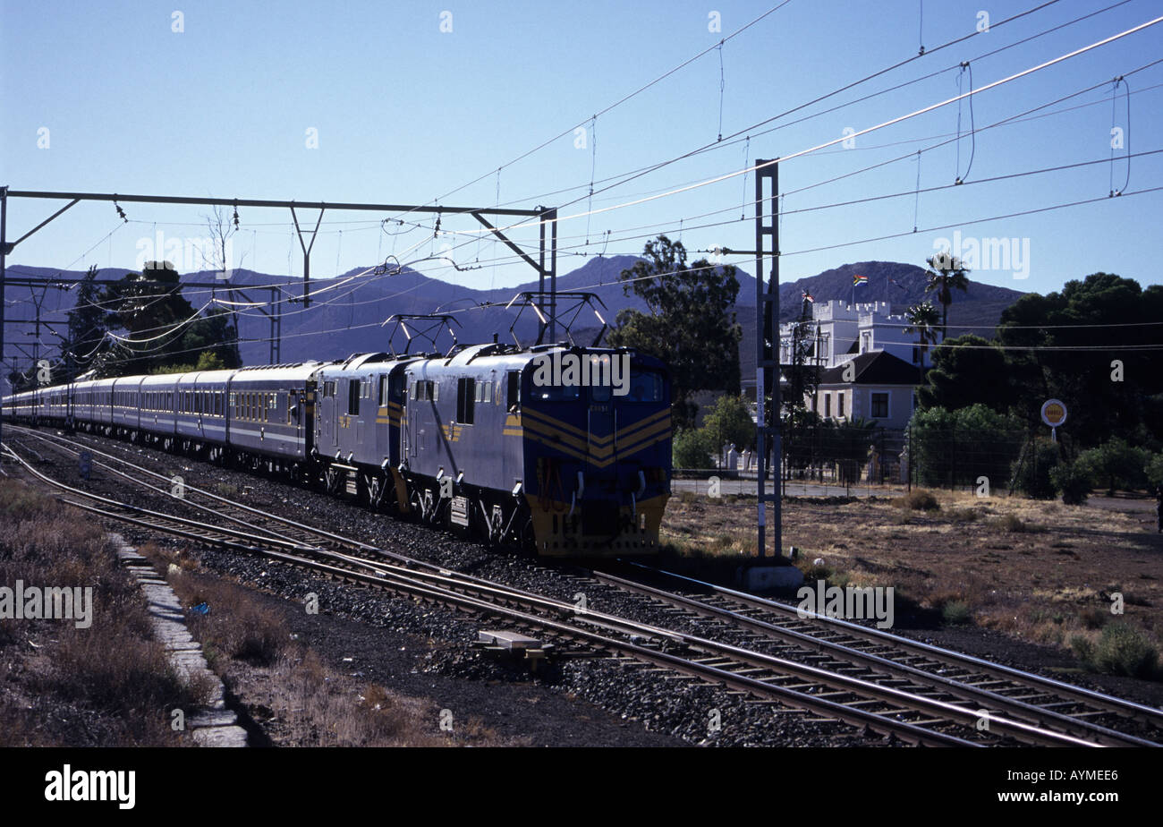 The famous Blue Train at Matjiesfontein north of Cape Town South Africa ...