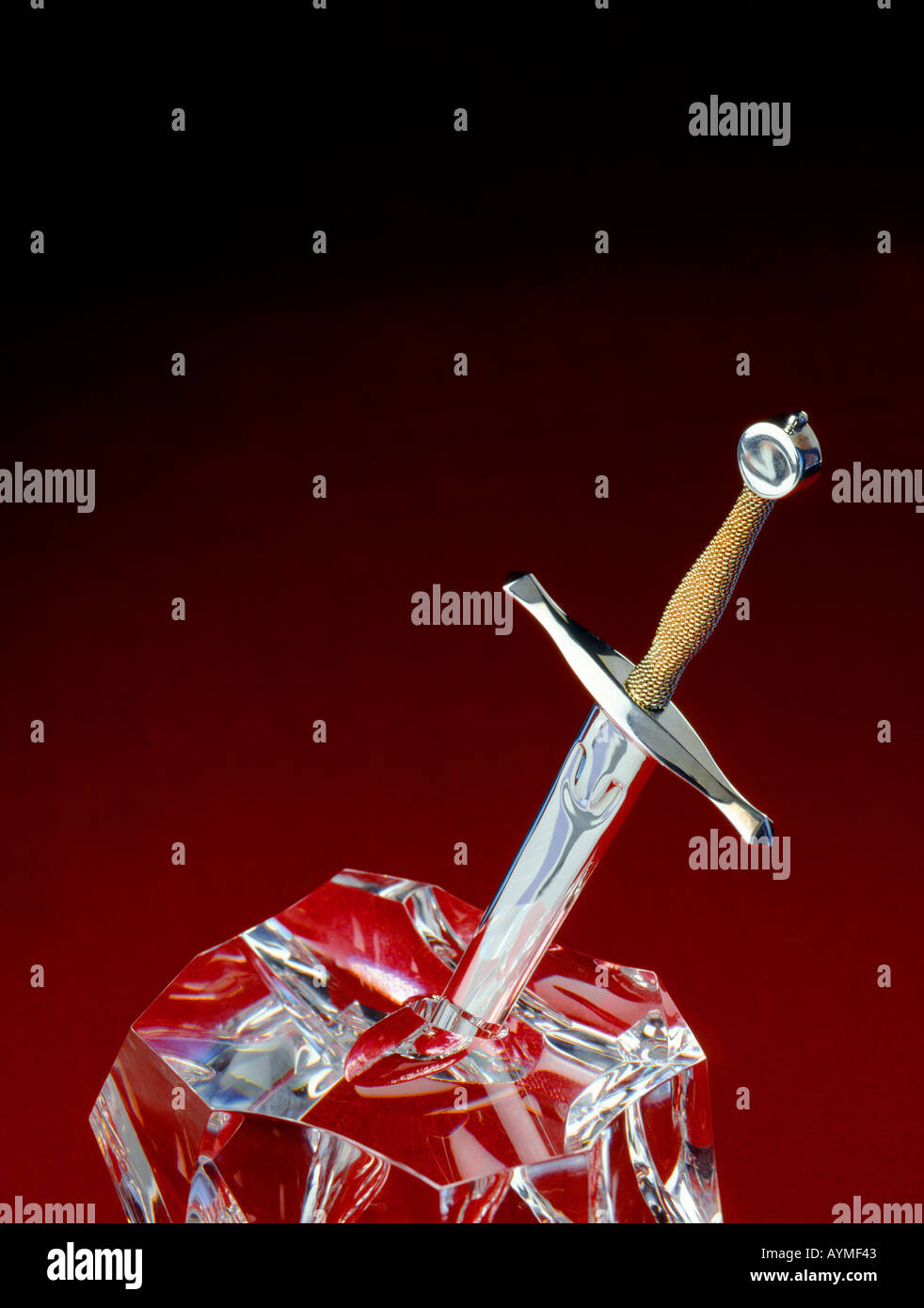 SWORD in the STONE METAL GLASS Stock Photo - Alamy
