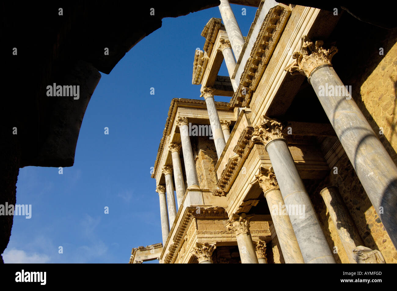 Ruins theater in the old roman city Emerita Augusta Ruta de la Plata ...