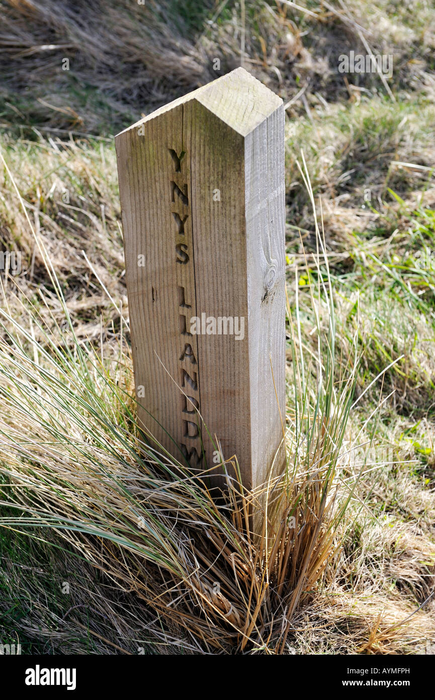 Footpath Marker Post at Llanddwyn Island Ynys Llanddwyn Anglesey Ynys ...