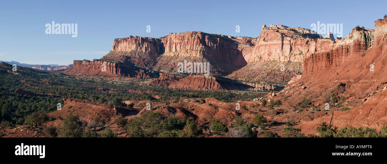 The rock formations of Capitol Reef National Park in Utah Stock Photo ...