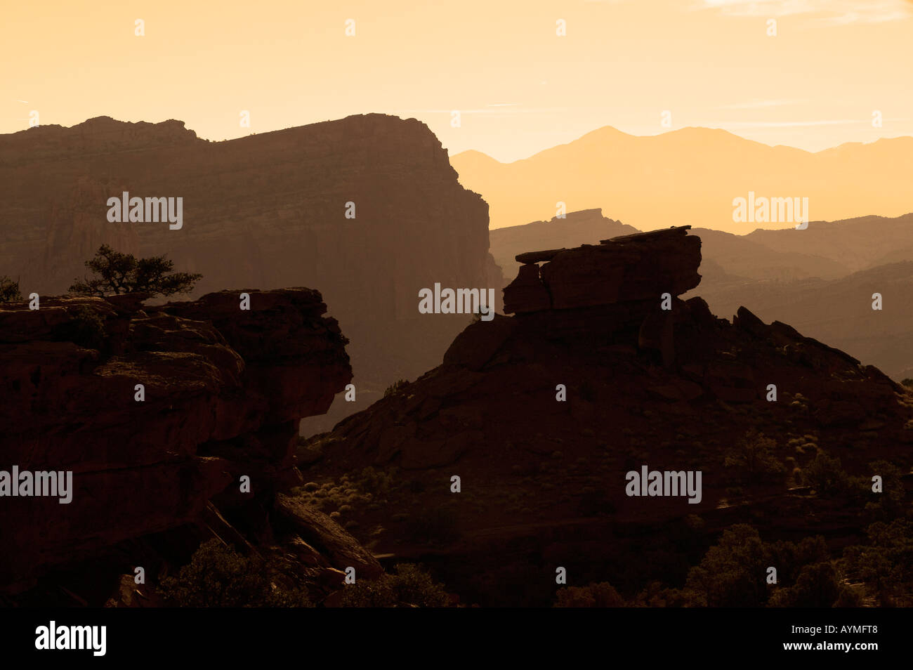 Morning shadows reveal the layers at Capitol Reef National Park, Utah ...