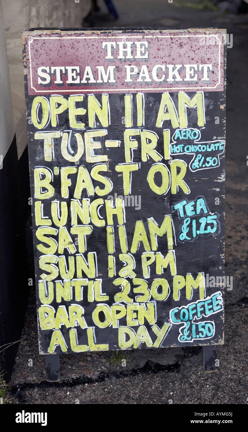 Pub notice board, with daily food menu Stock Photo - Alamy