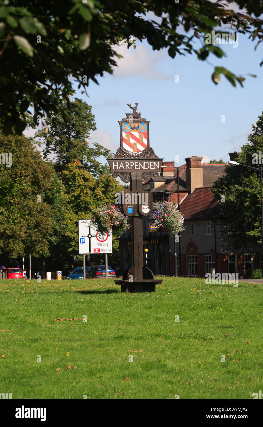 Harpenden Herts village sign Stock Photo - Alamy