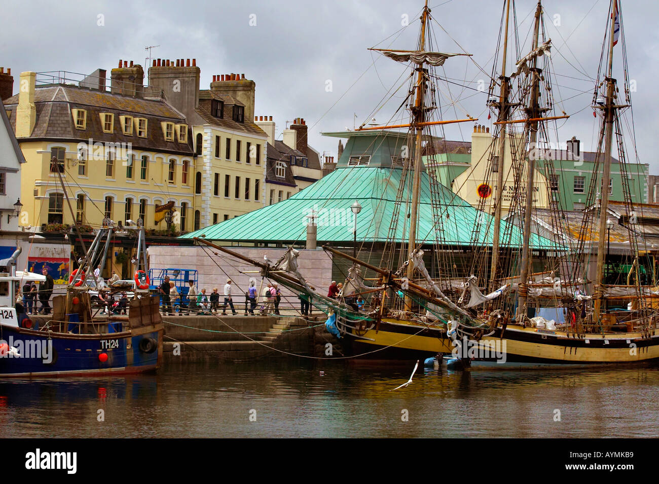 Sutton Harbour and the Barbican in Plymouth Devon UK Stock Photo - Alamy