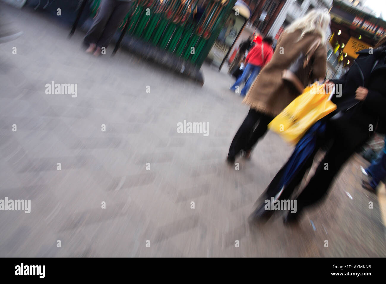 Pedestrian shopper shopping pavement path bag walk road paving Stock ...