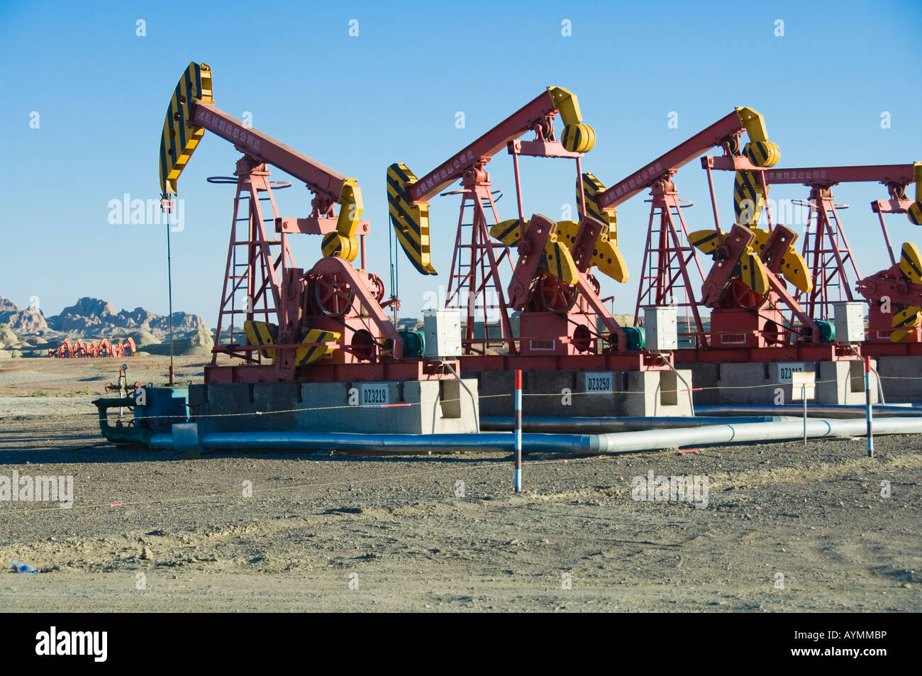 Oil Wells in the Gobi Desert in China Stock Photo - Alamy