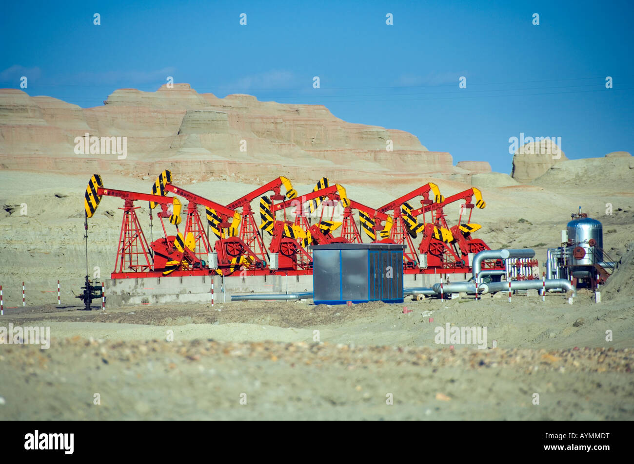 Oil Wells in the Gobi Desert in China Stock Photo - Alamy