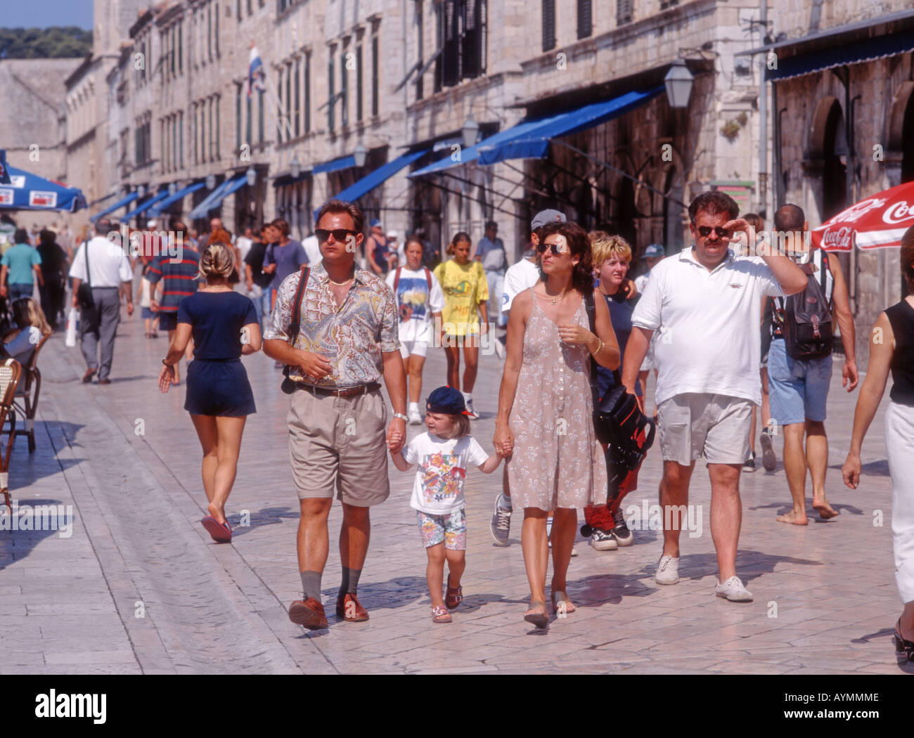 Dubrovnik, Southern Dalmatia, Croatia. Family walking along Stradun ...