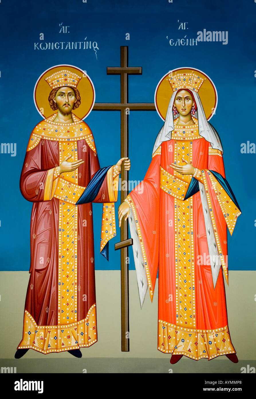 Saint Kosnatntinos Saint Elene Elena Eleni wall illustration church ...