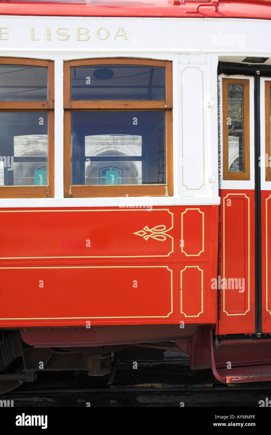 Lisbon red tramway Stock Photo - Alamy