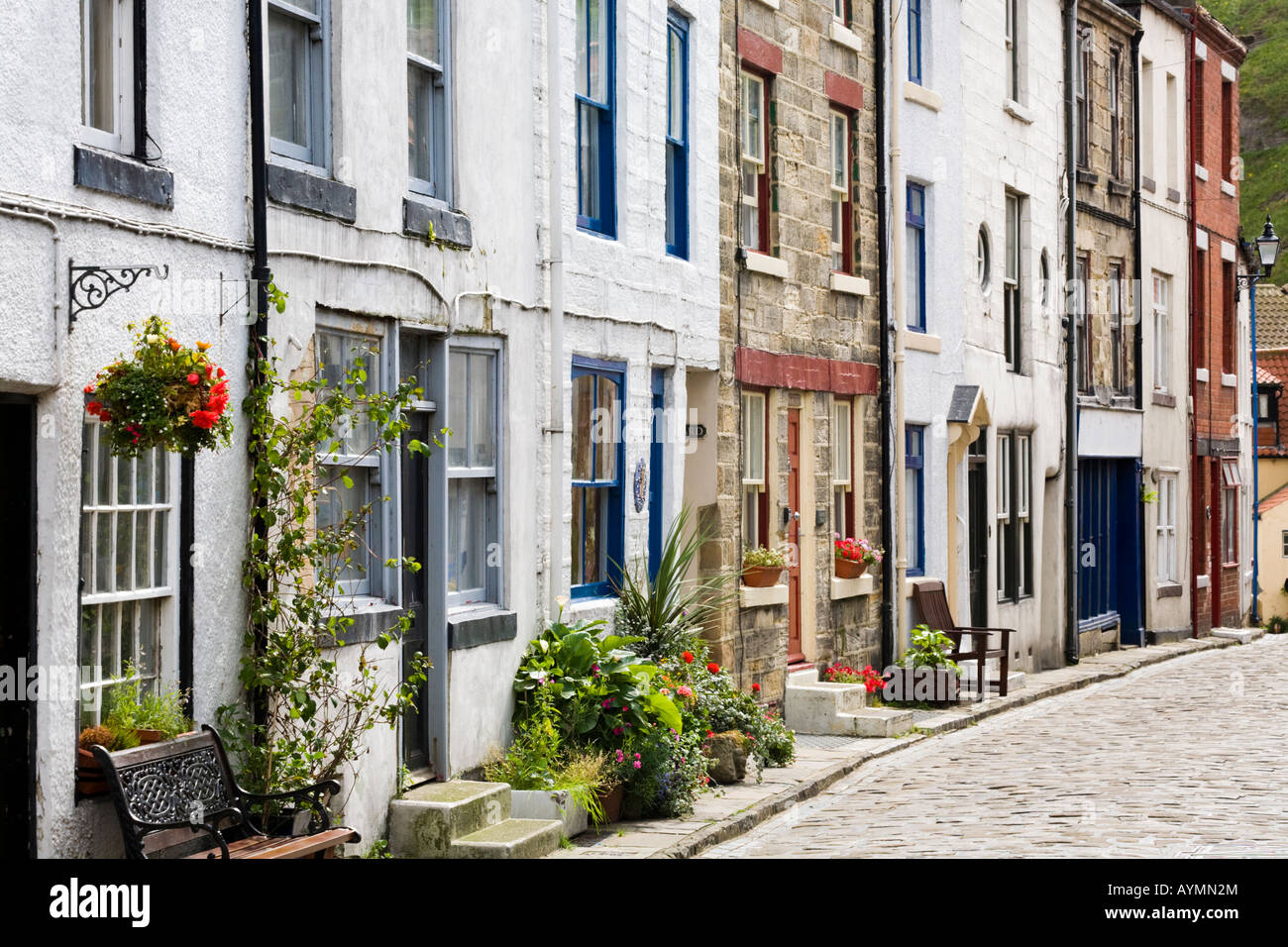 The High Street in Staithes, North Yorkshire Stock Photo - Alamy