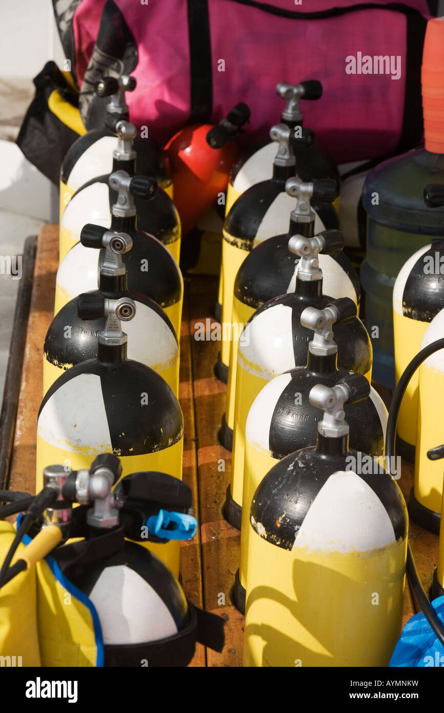 group of underwater diving tanks Stock Photo - Alamy
