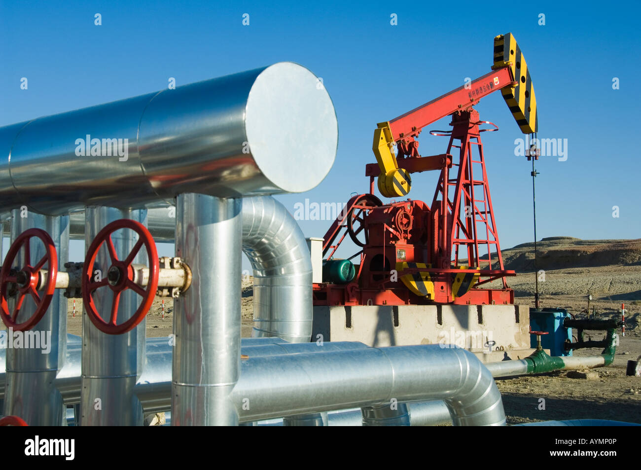 Oil Wells in the Gobi Desert in China Stock Photo - Alamy