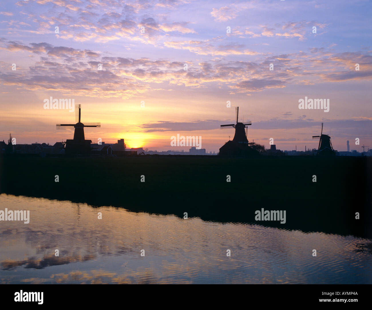Windmills Zaanse Schans Sunset Holland Stock Photo - Alamy