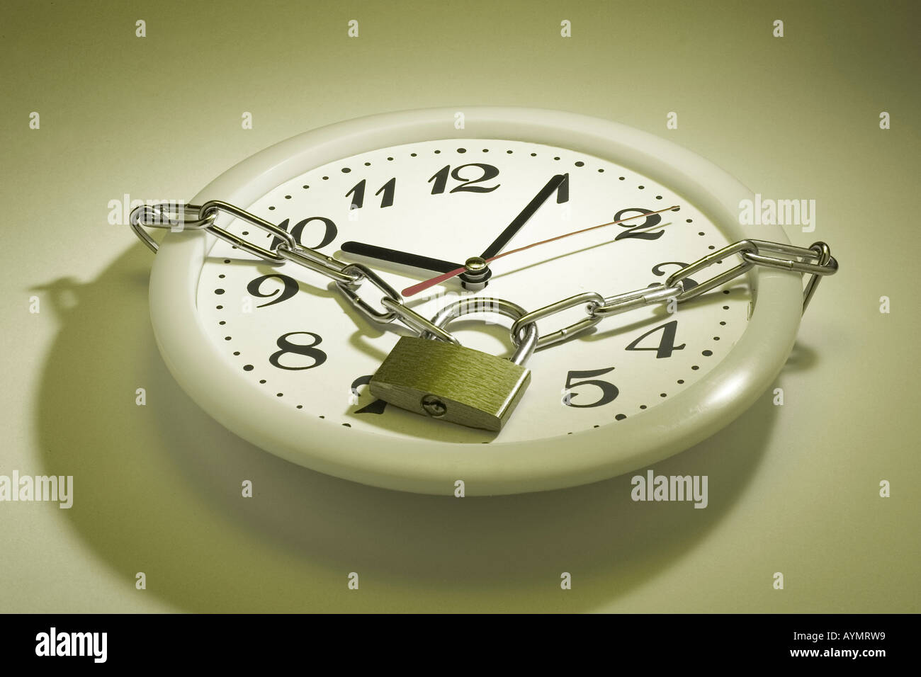 Clock with Chain and Padlock Stock Photo - Alamy