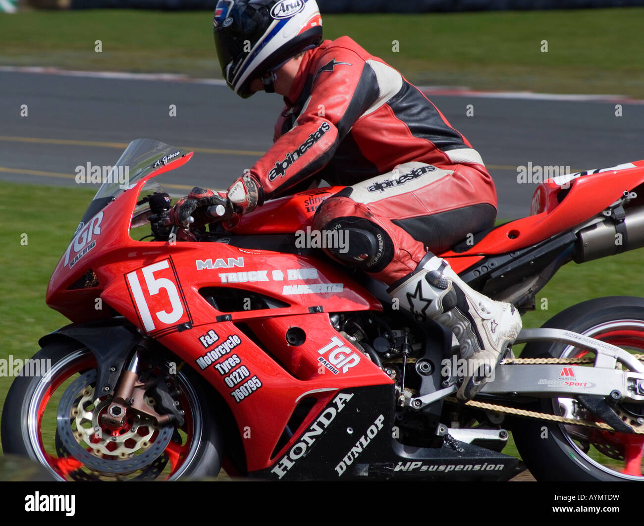 Honda Powerbike Motorbike Racing in a Wirral 100 Motor Club Meeting at ...