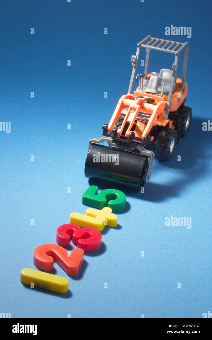 Miniature Road Roller and Numbers Stock Photo - Alamy