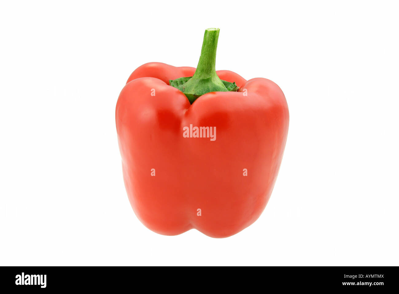 Single red pepper isolated on white Stock Photo - Alamy