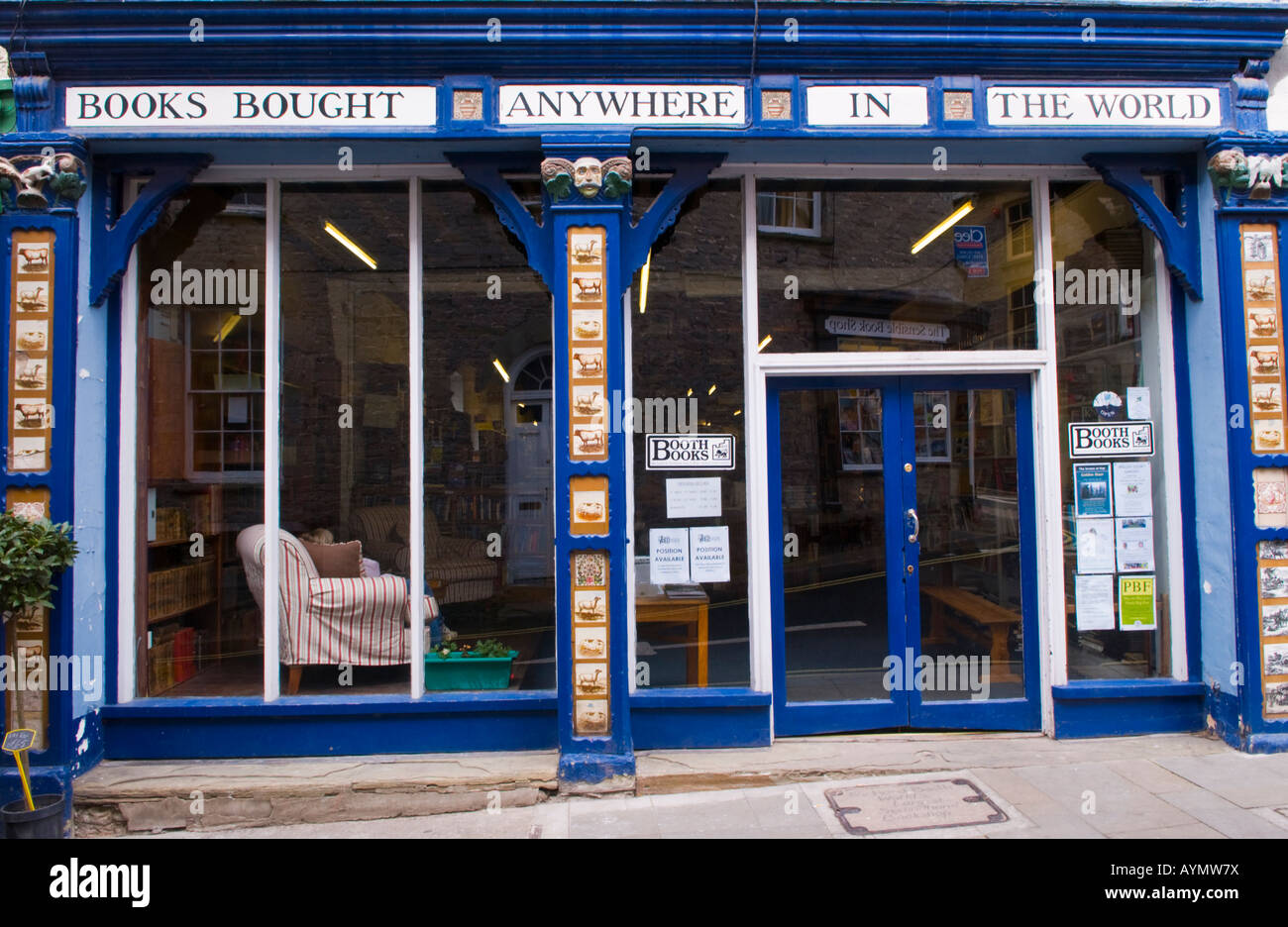 Front facade of Richard Booths Bookshop Hay on Wye Powys Wales UK EU ...