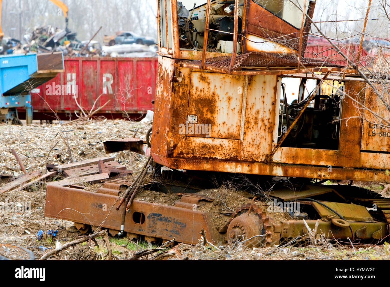 Old machinery waits to be cut up at a scrap yard Stock Photo - Alamy