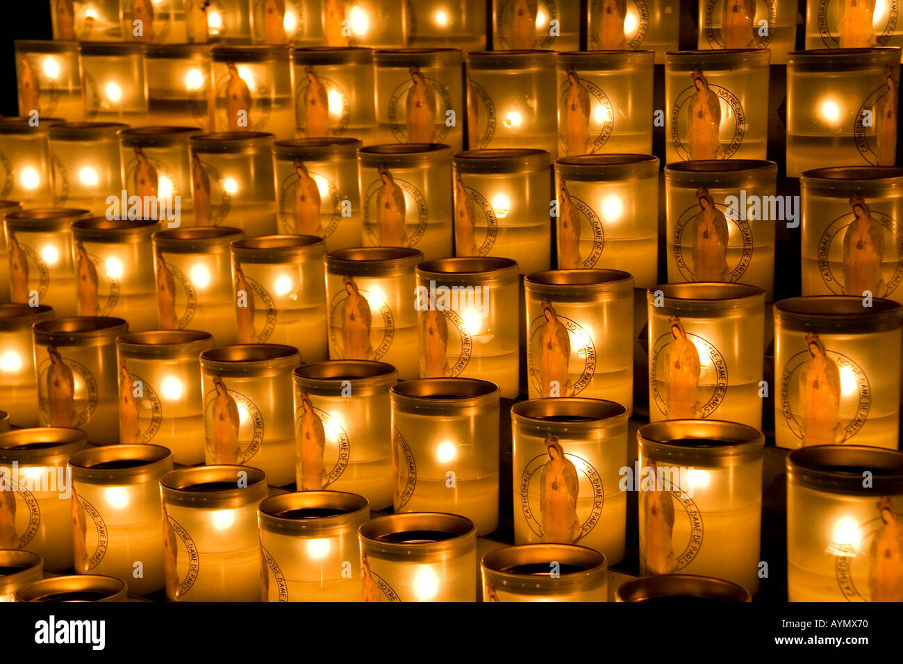 Prayer candles inside Notre-Dame cathedral - Paris, France Stock Photo ...
