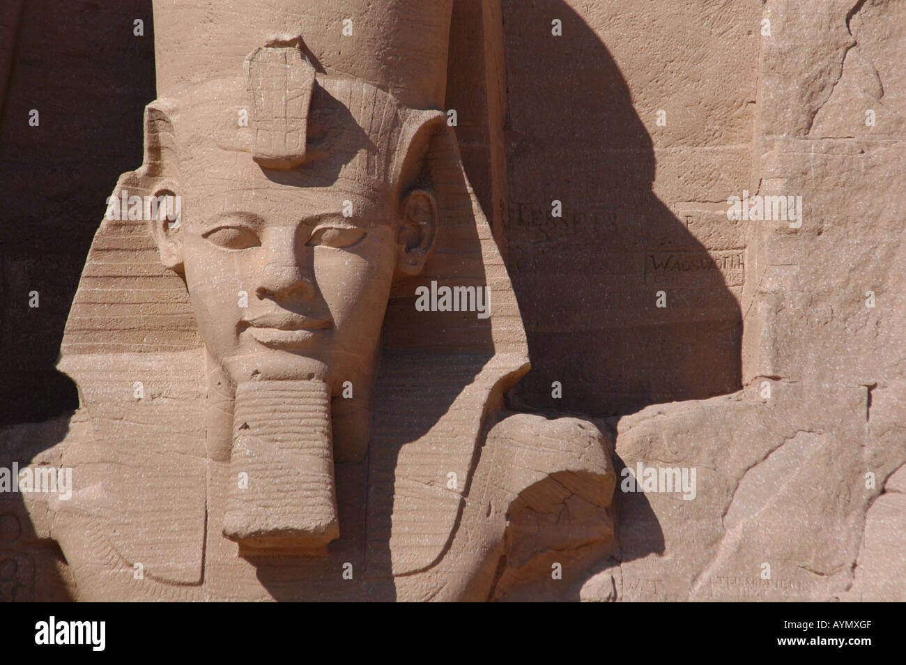 Colossi of Ramesses II in front of the Sun Temple of Abu Simbel near ...