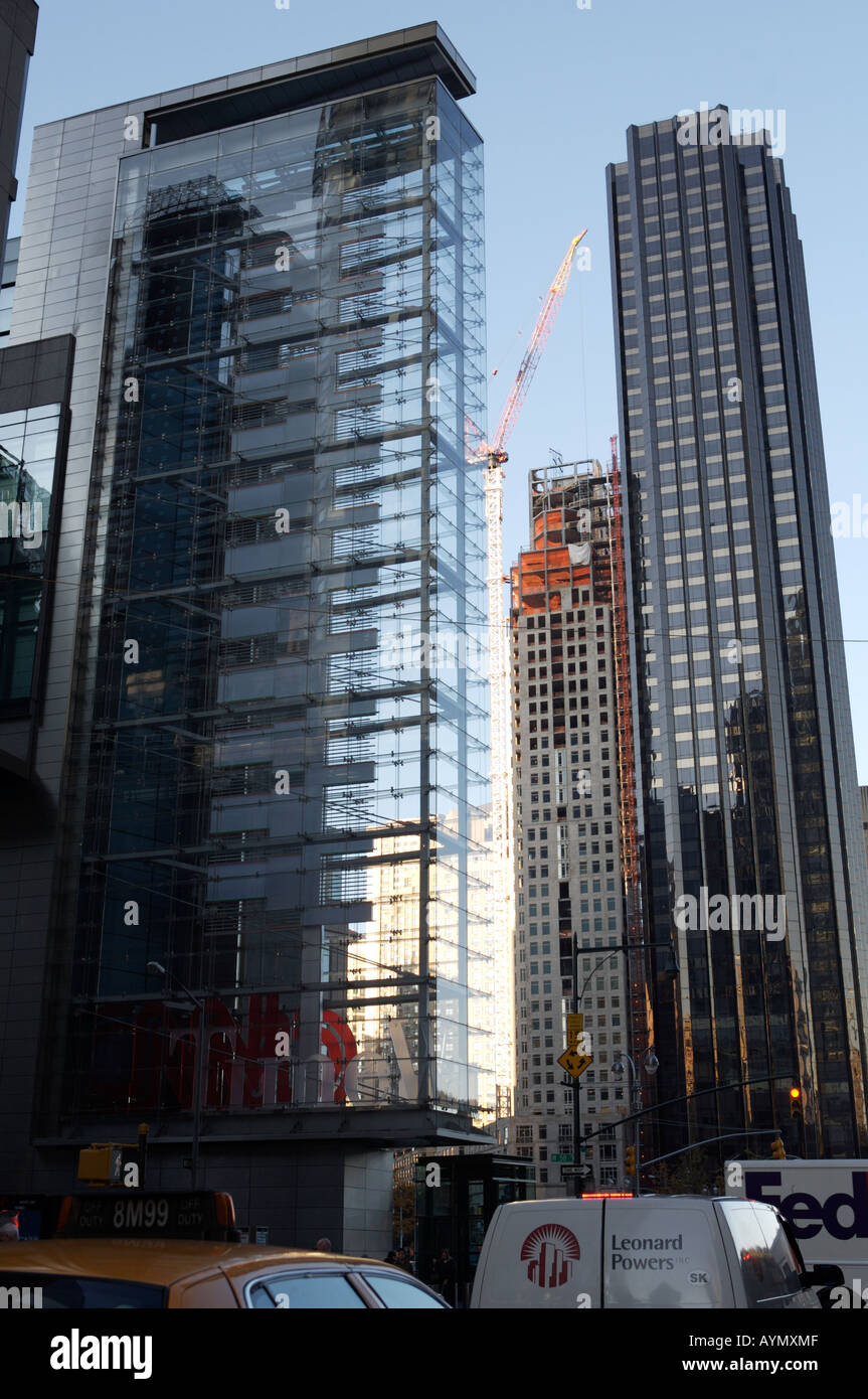 Time Warner / CNN building and Trump tower at columbus square, new york ...