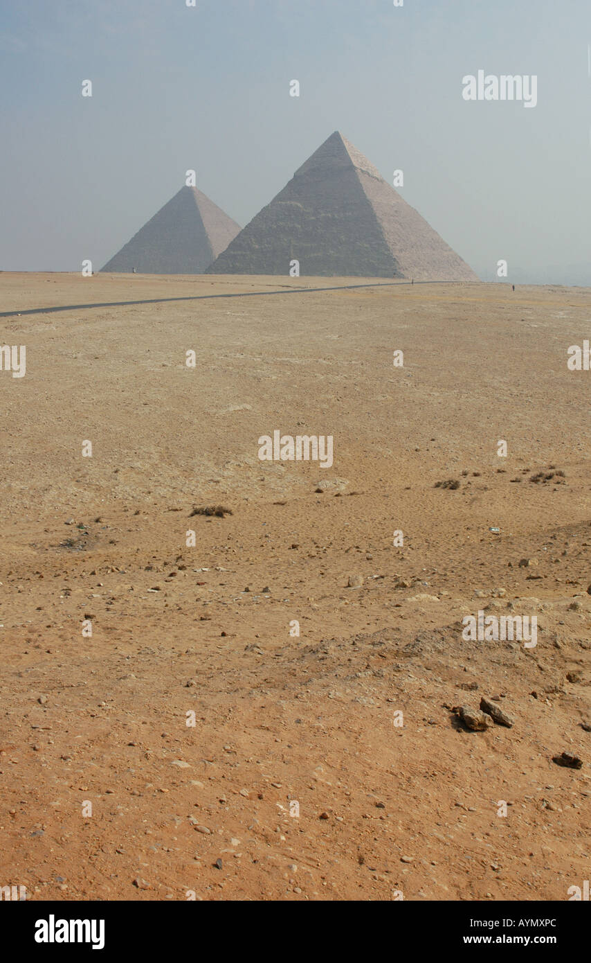 Pyramids of Chephren (right) and Cheops (left) in Giza near Cairo ...