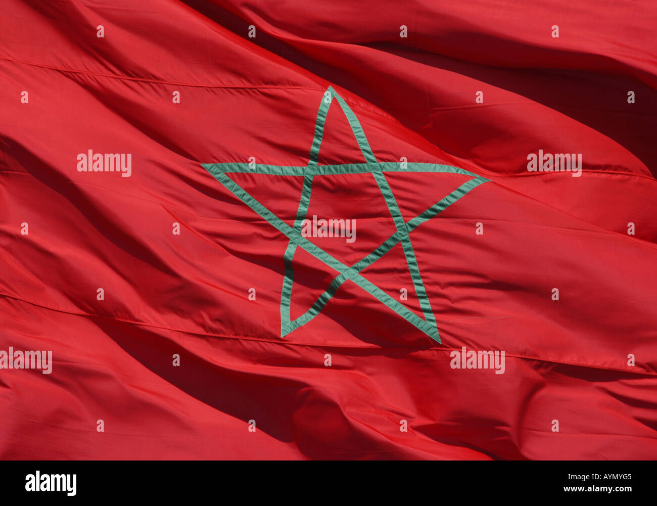 Moroccan national flag with the green star on the red background Stock ...