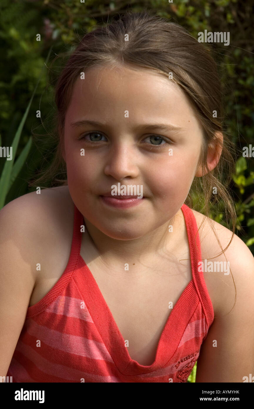 Portrait young girl (aged 8 Stock Photo - Alamy