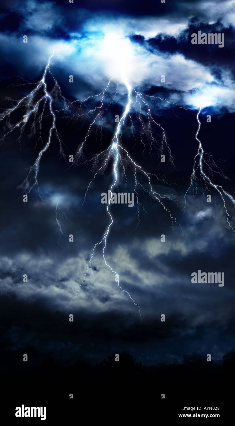Lightning in a dark sky Stock Photo - Alamy