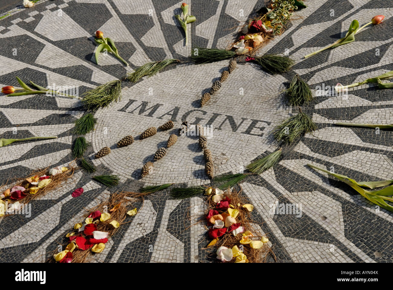 The Imagine Mosaic memorial to John Lennon Central Park New York Stock ...