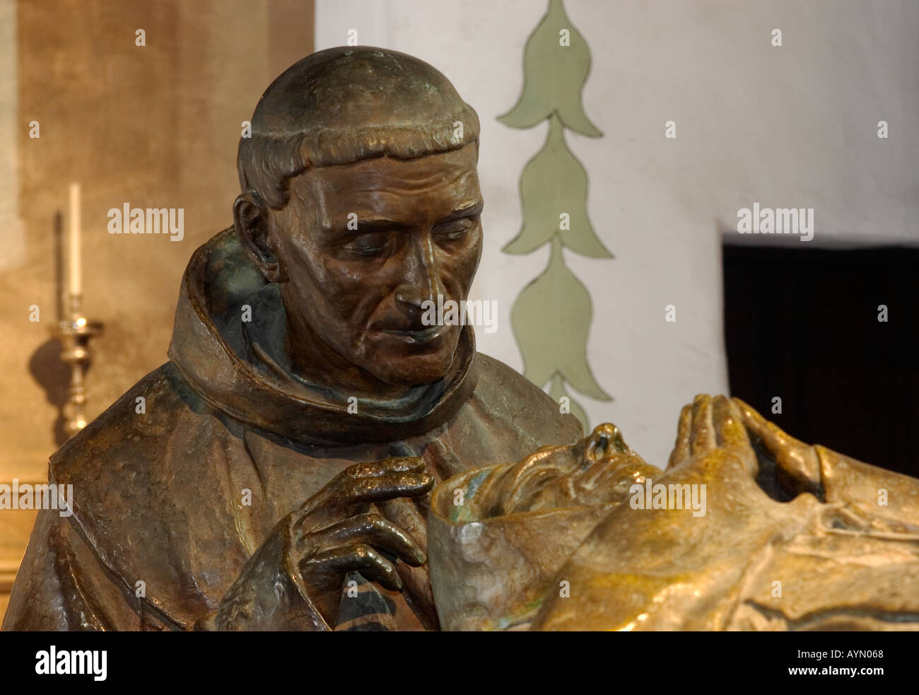 Statue of Father Crespi presiding over Father Junipero Sera sarcophagus ...