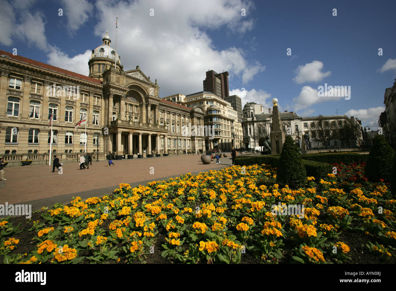 City of Birmingham, England. Spring flowers at Birmingham Victoria ...