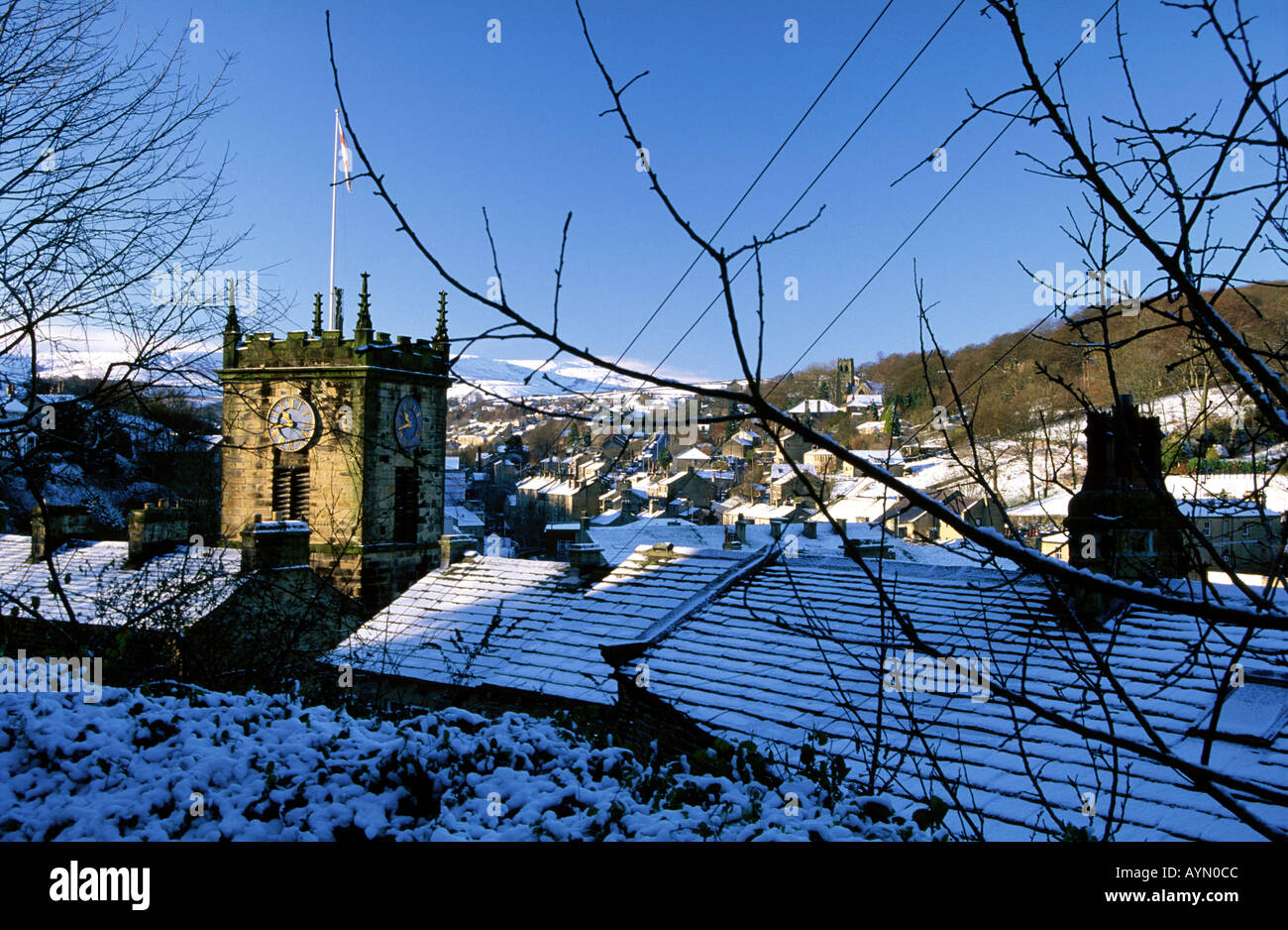 Holmfirth in snow, West Yorkshire, England UK Stock Photo - Alamy
