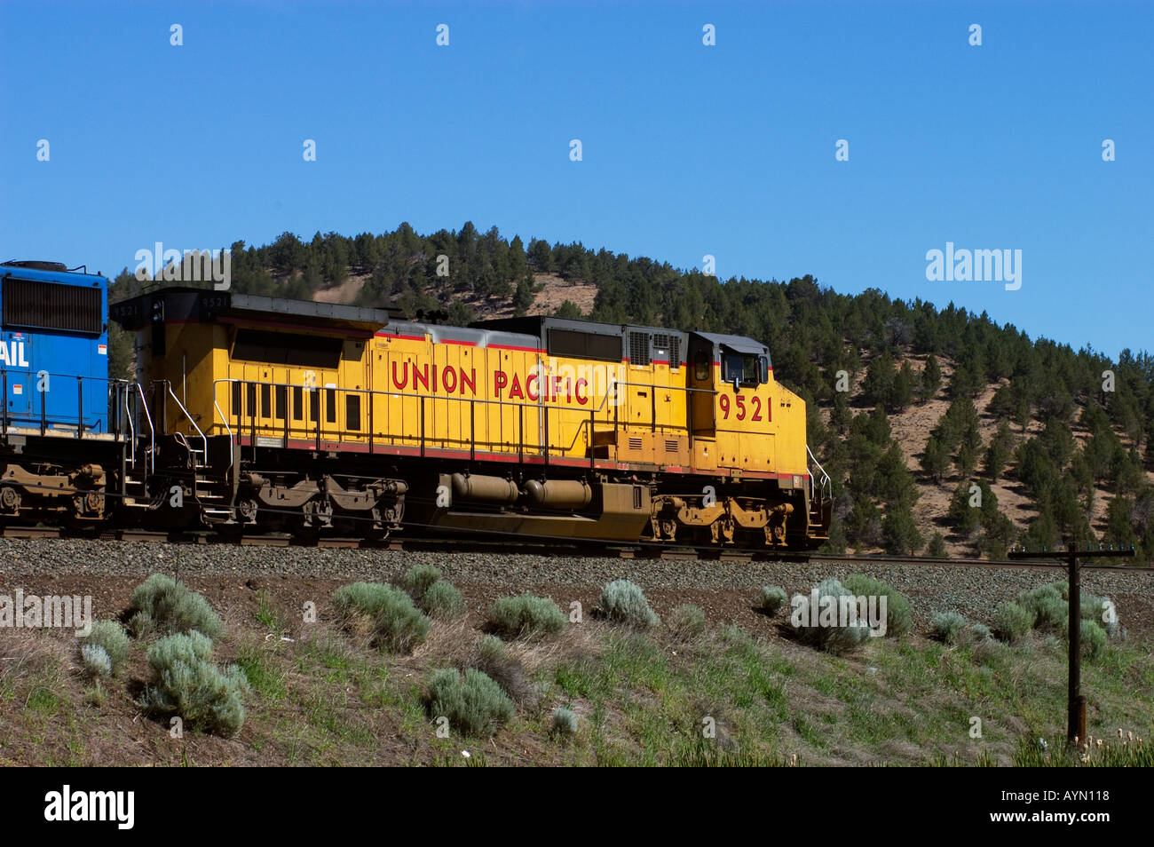 Union Pacific Train Engine on the Railway In Northern California Stock ...