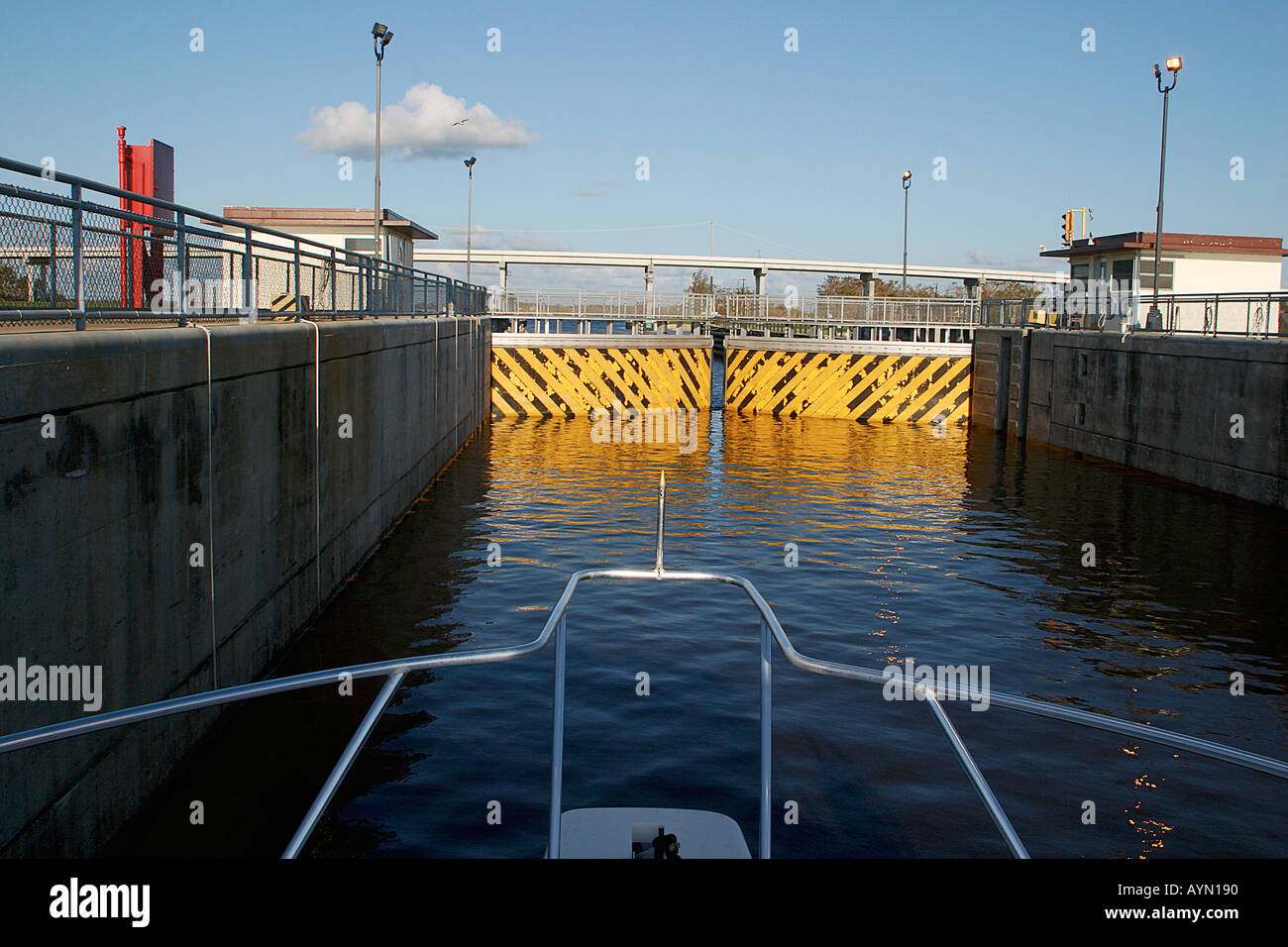 Boat in a lock Stock Photo - Alamy