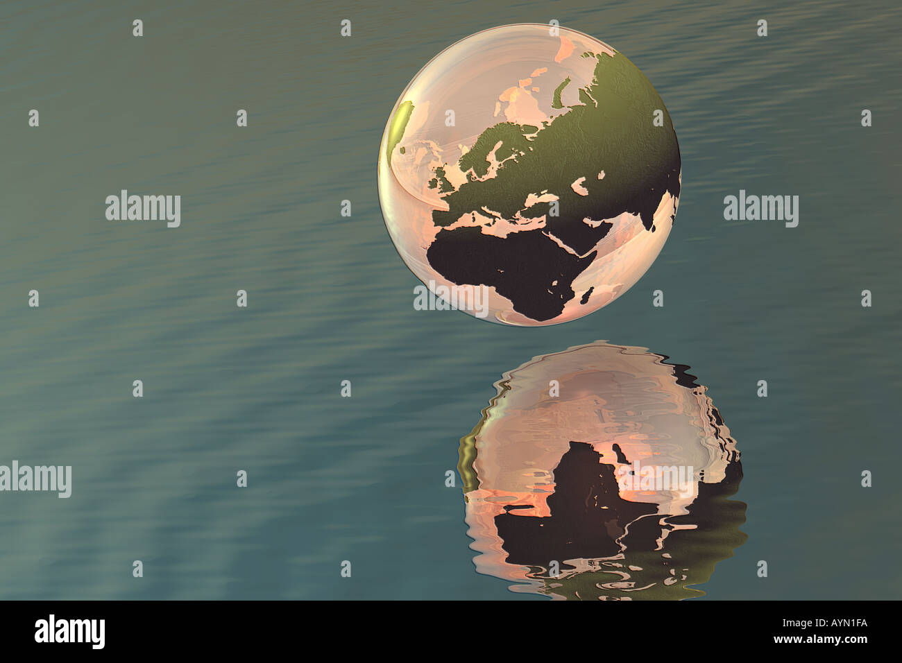 Lighted globe with reflection Stock Photo - Alamy
