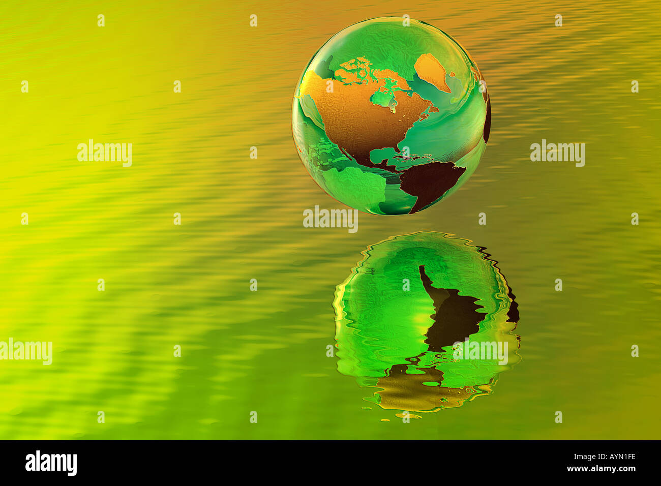 Lighted globe with reflection Stock Photo - Alamy