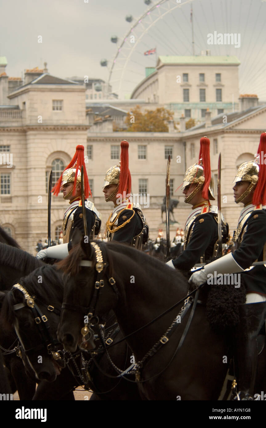 Mounted Blues and Royals troops accompanying the Irish State Coach ...