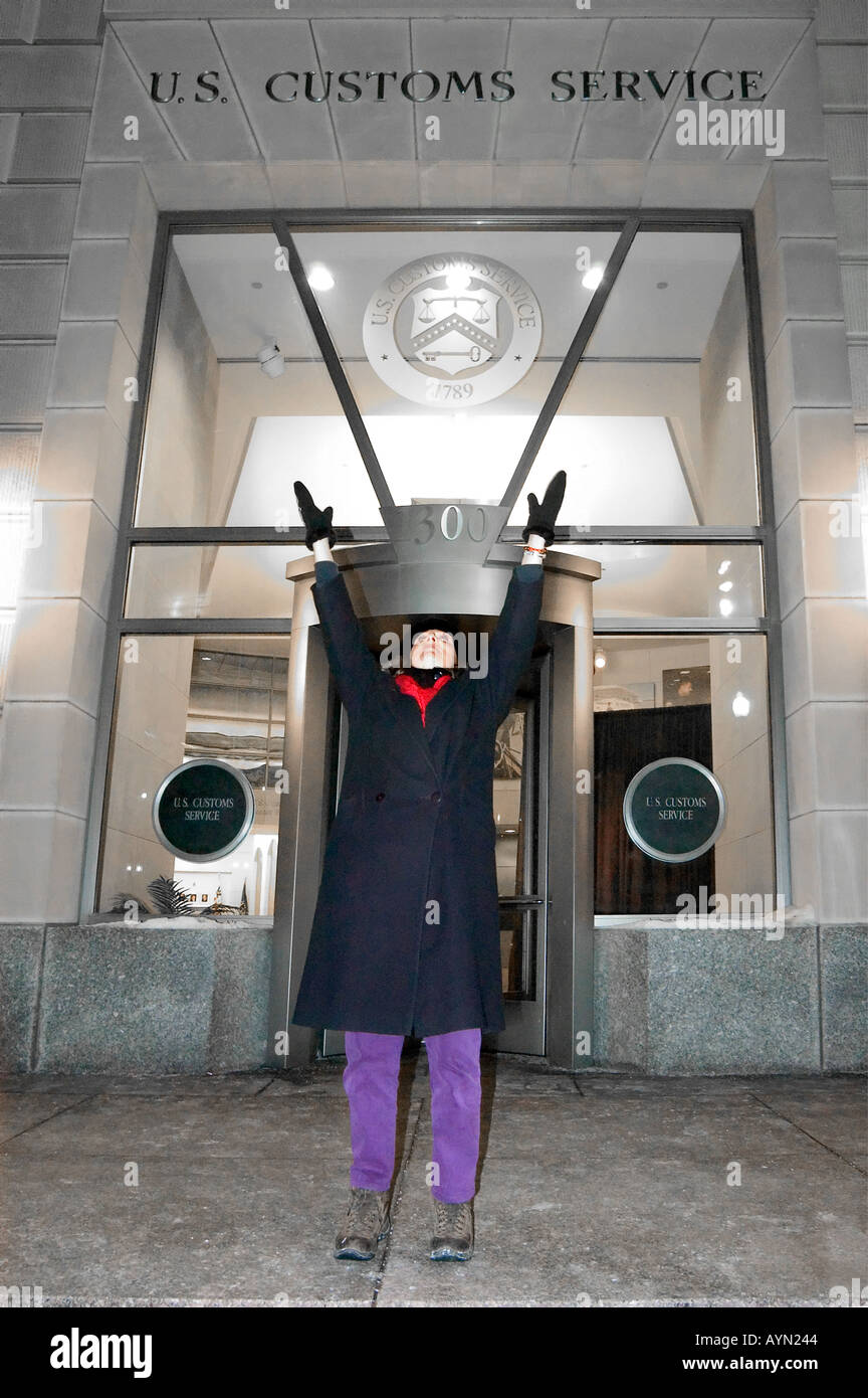 Woman in front of the US CUSTOMS OFFICE WASHINGTON DC DISTRICT OF ...