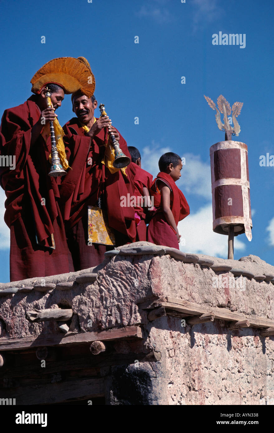 Gelug monks and music hi-res stock photography and images - Alamy