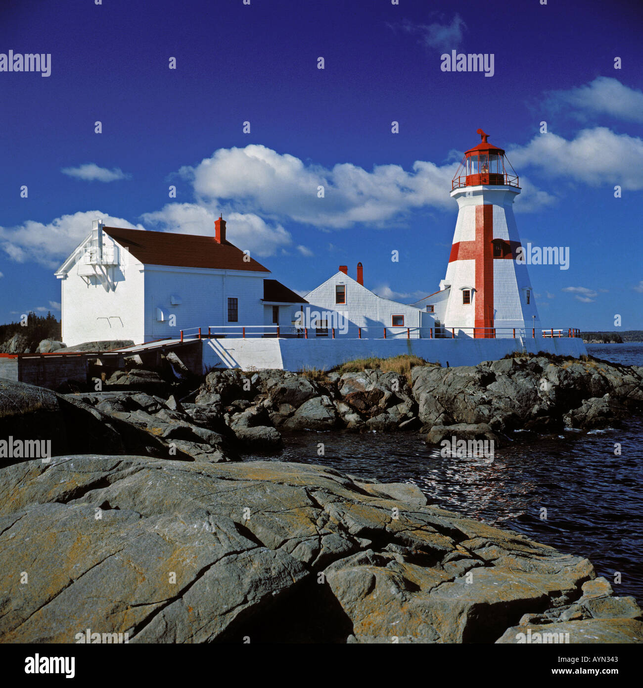 EAST QUODDY HEAD LIGHTHOUSE on CAMPOBELLO ISLAND is distinctive with ...